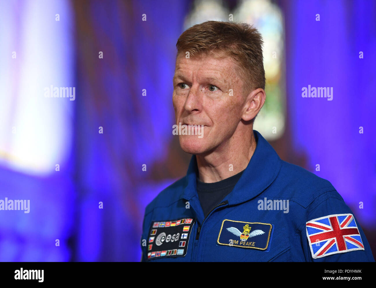 Major Tim Peake at Peterborough Cathedral as the Soyuz descent module ...