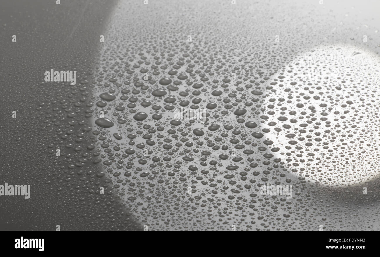 Water droplets on a smooth white surface. Wet random texture Stock ...