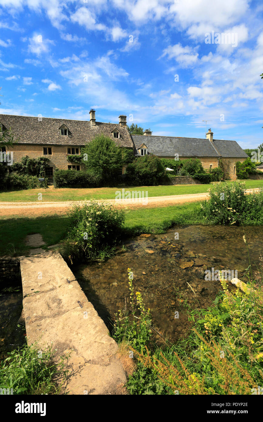 The river Eye at Upper Slaughter village, Gloucestershire Cotswolds ...