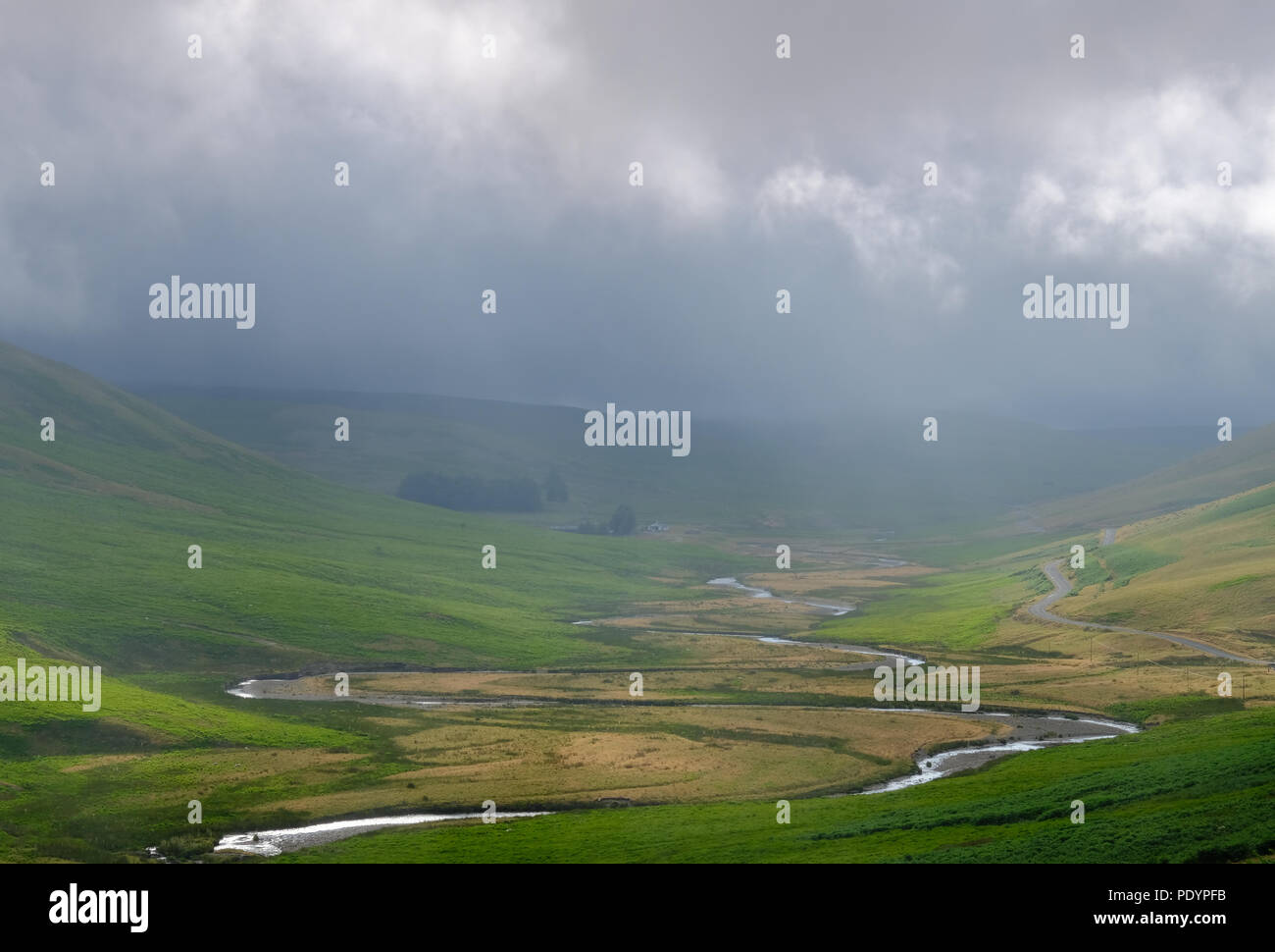 Meandering Elan valley in Mid Wales Stock Photo - Alamy
