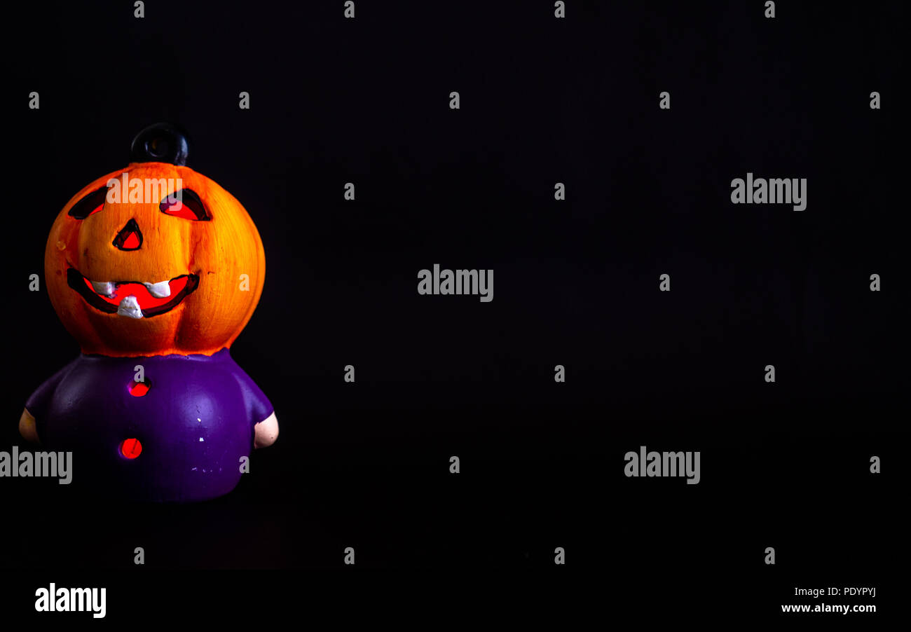 halloween decoration little pumpkin head rgb lighted with black ...