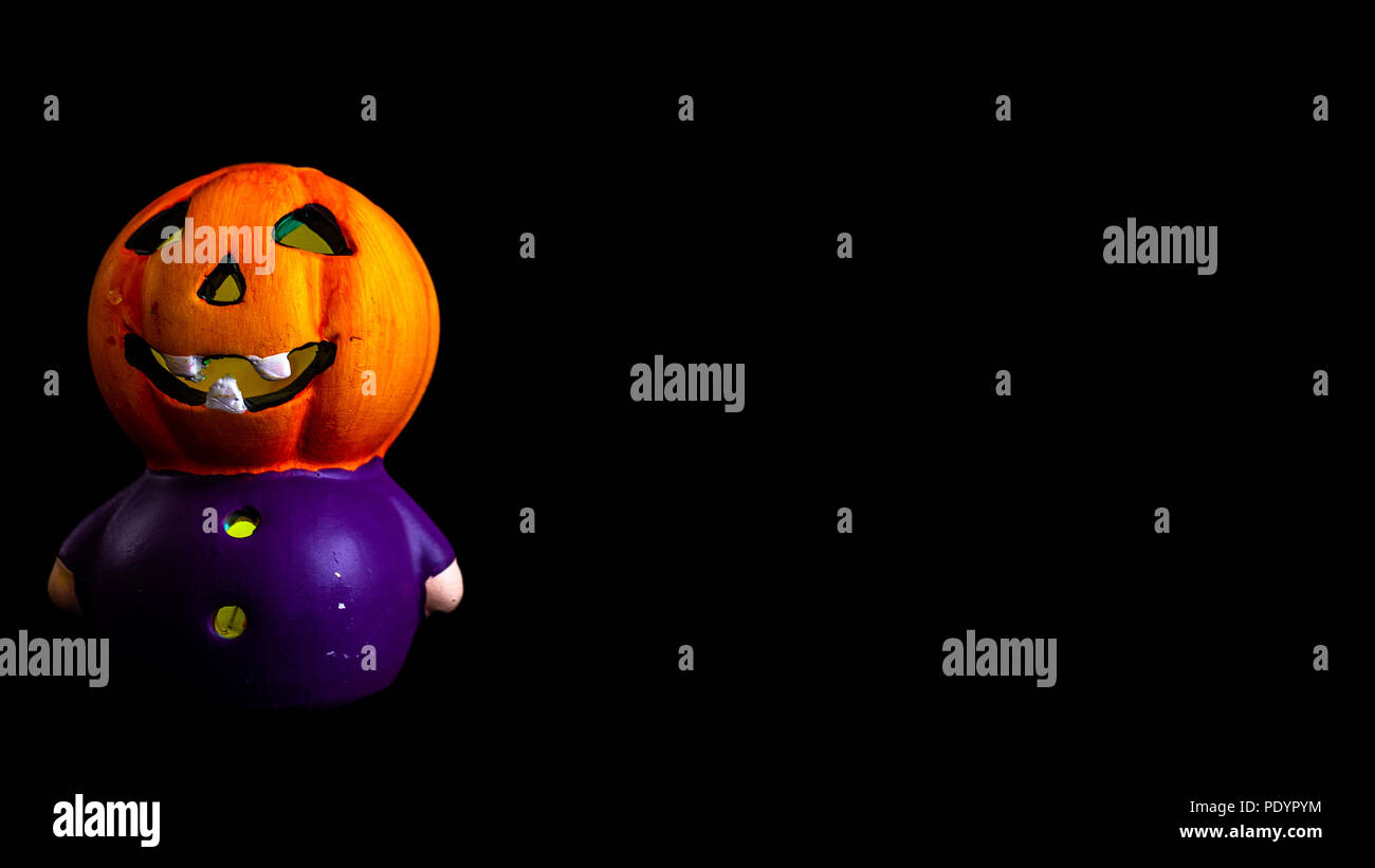 halloween decoration little pumpkin head rgb lighted with black ...