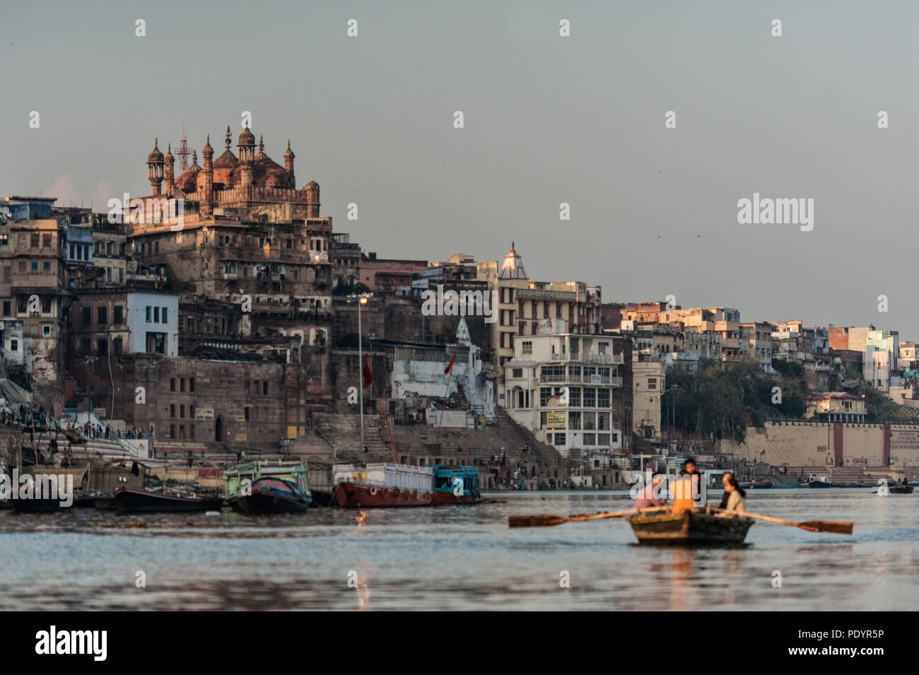 Landscape from the Ganga River of Varanasi holy town, Uttar Pradesh ...