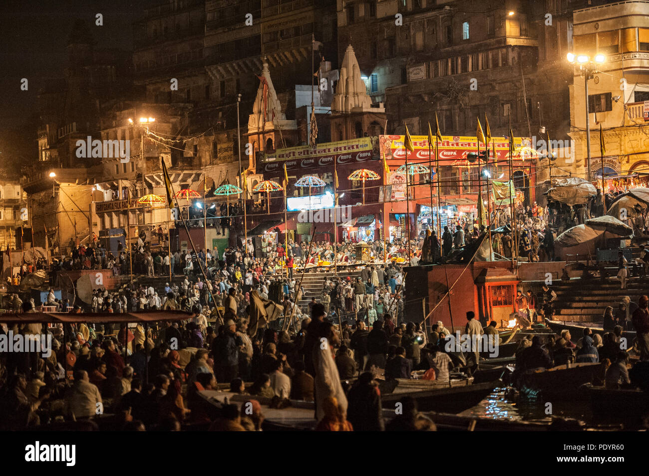 Punja religious cerimony on the main gath, Varanasi, Uttar Pradesh ...