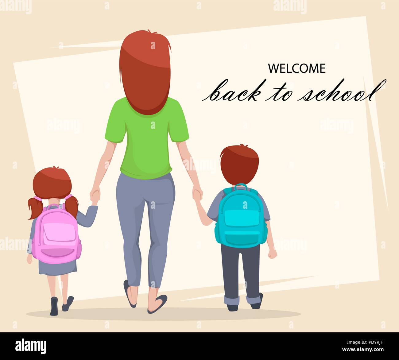 Welcome Back to School greeting card, poster or flyer. Cartoon ...