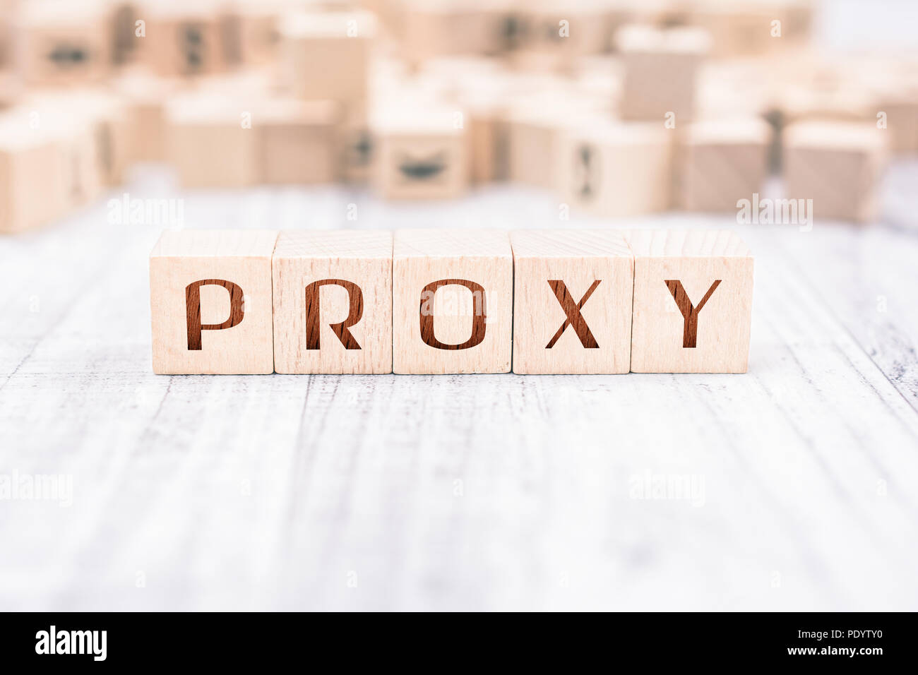 The Word Proxy Formed By Wooden Blocks On A White Table Stock Photo - Alamy