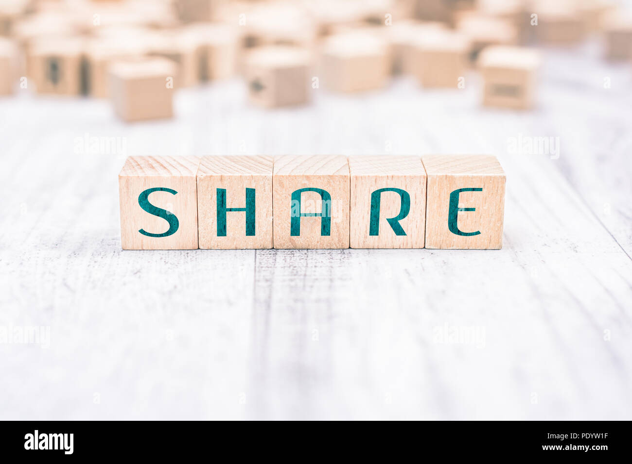 The Word Share Formed By Wooden Blocks On A White Table, Social Media ...