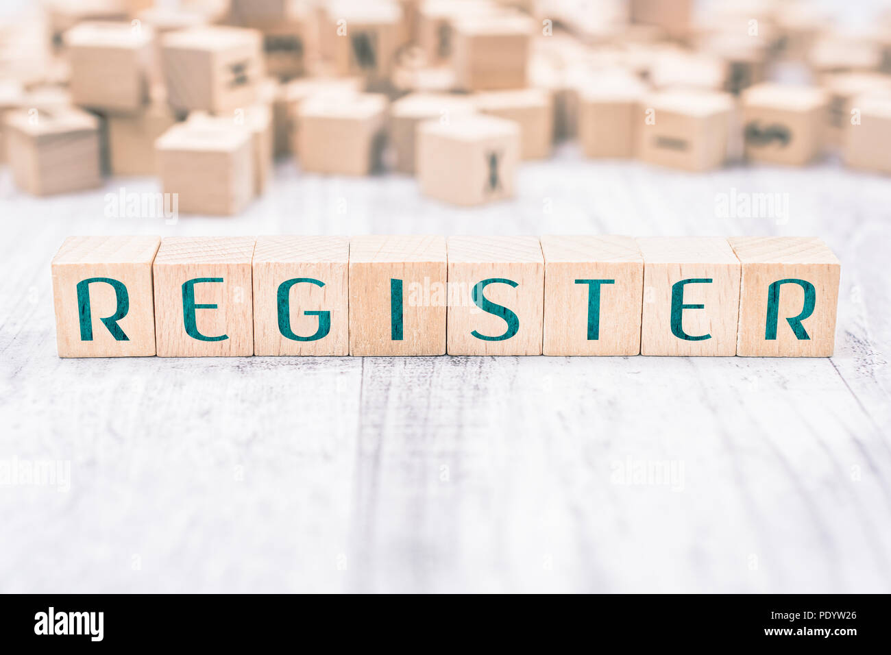 The Word Register Formed By Wooden Blocks On A White Table, Reminder ...