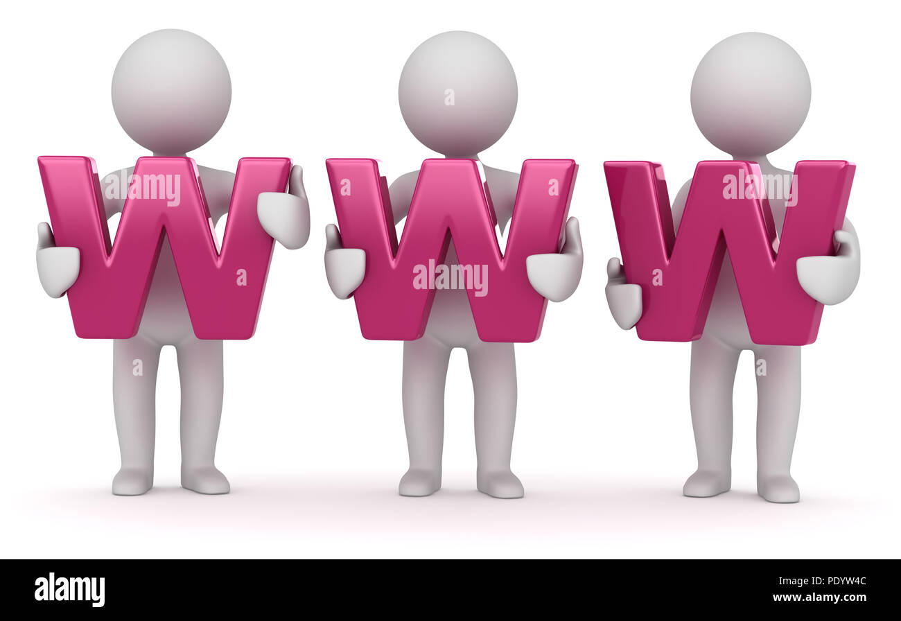 Www internet concept with white man , 3d render and computer generated ...