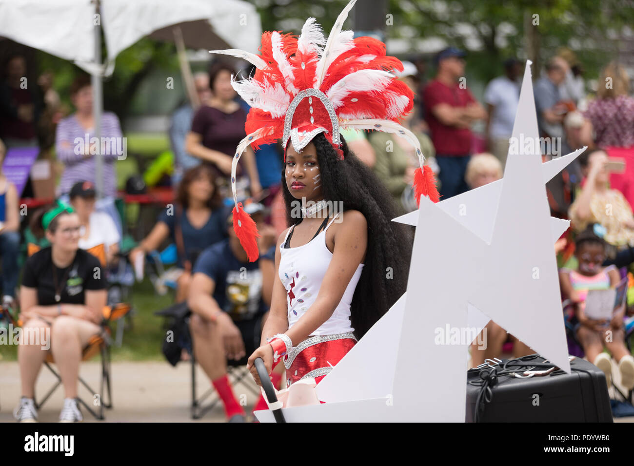 Cleveland, Ohio, USA - June 9, 2018 African american woman wearing a ...