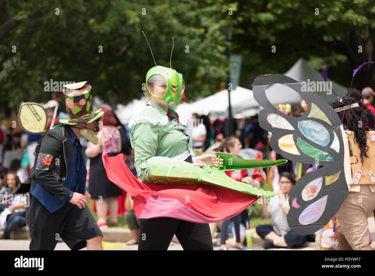 Cleveland, Ohio, USA - June 9, 2018 young woman dress up as a mantis At ...