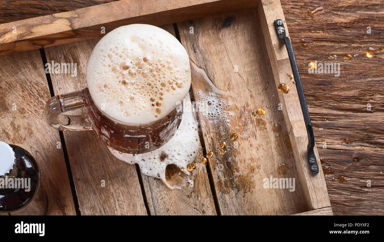 Glass of beer. Top view Stock Photo - Alamy