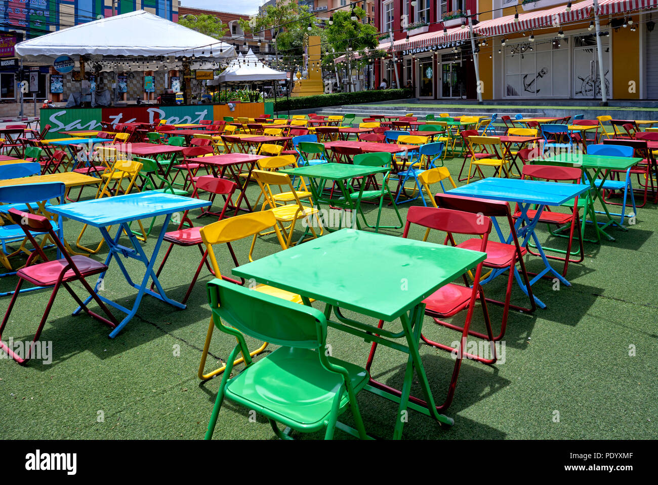 Brightly coloured outdoor tables chairs hi-res stock photography and ...