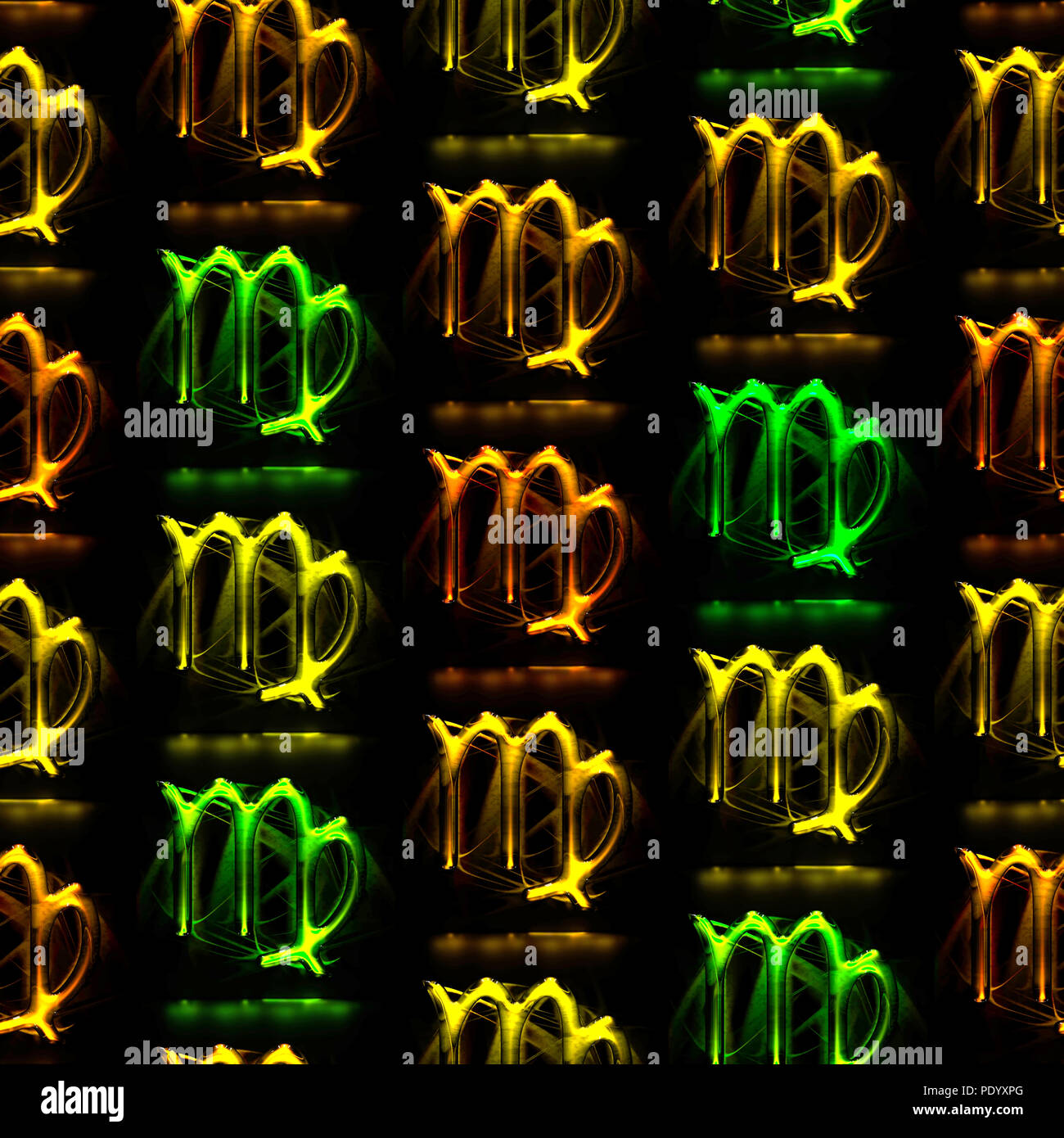 Seamless pattern of glassy and colored ancient astrology symbols ...