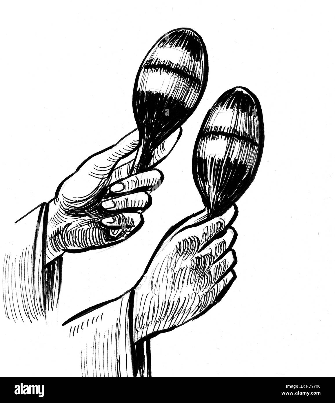 Maracas musical instrument Black and White Stock Photos & Images - Alamy