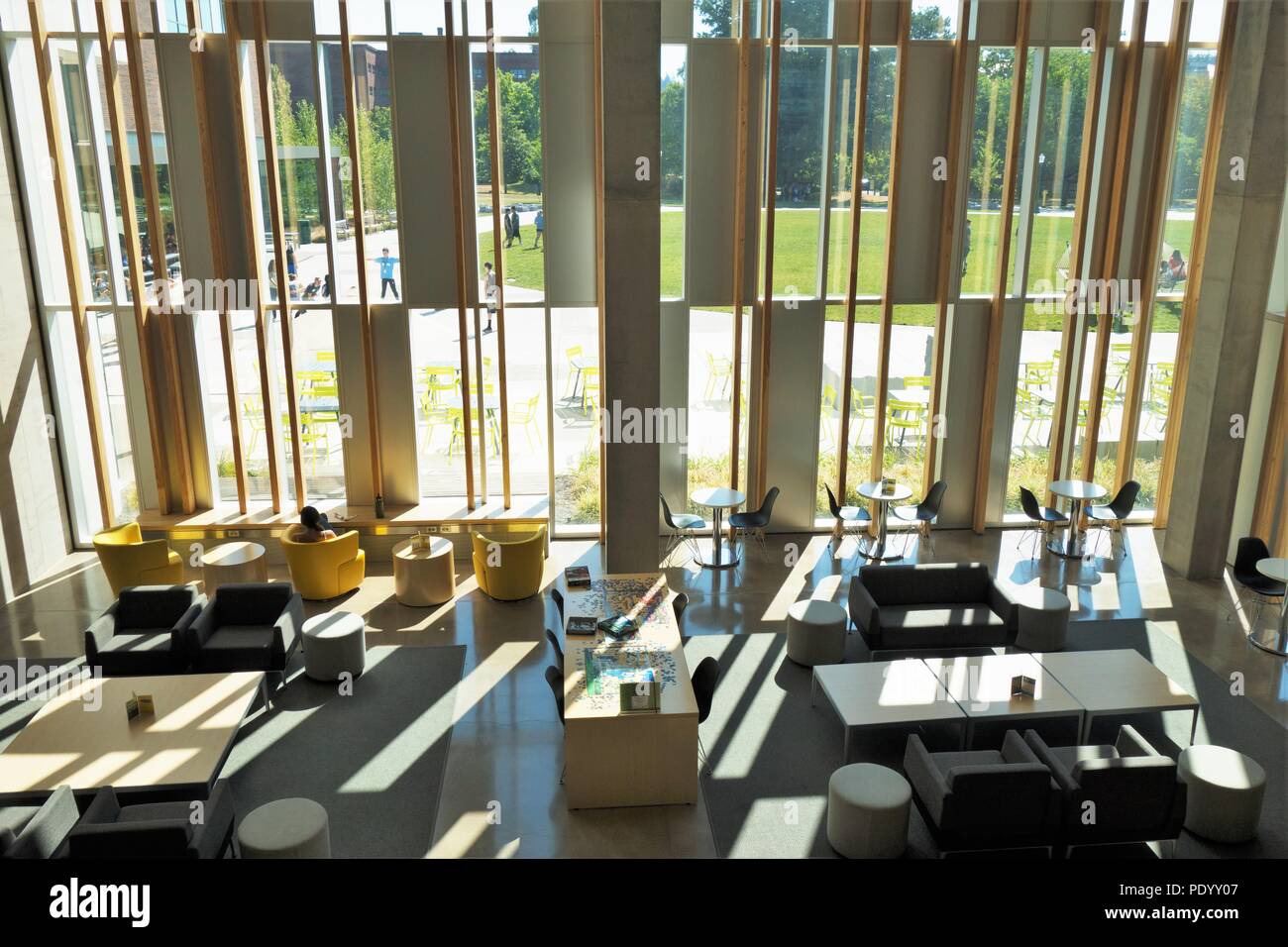 Windows and tables at Erb Memorial Union on the University of Oregon ...