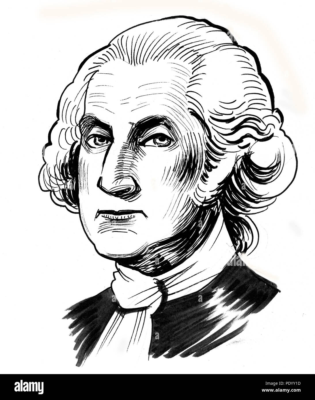 George Washington. American president. ink black and white illustration ...