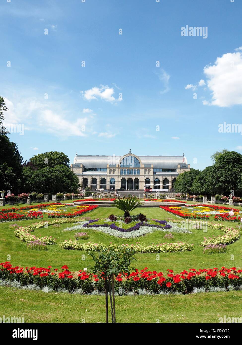 Botanical garden Flora in Cologne on a a sunny summer day with coloured ...