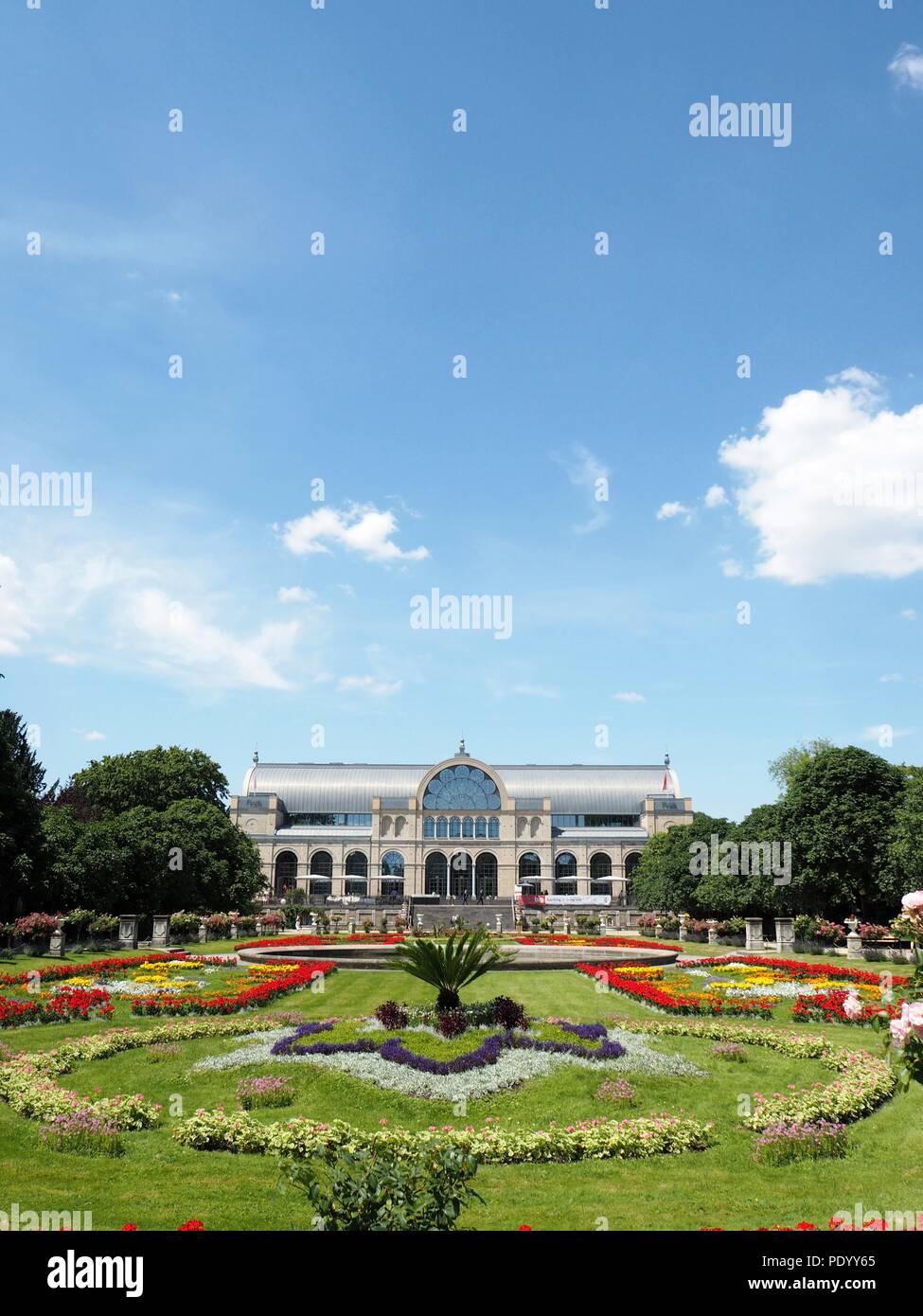 Botanical garden Flora in Cologne on a a sunny summer day with coloured ...