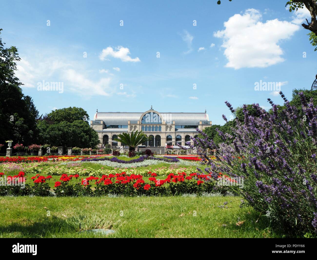 Botanical garden Flora in Cologne on a a sunny summer day with coloured ...