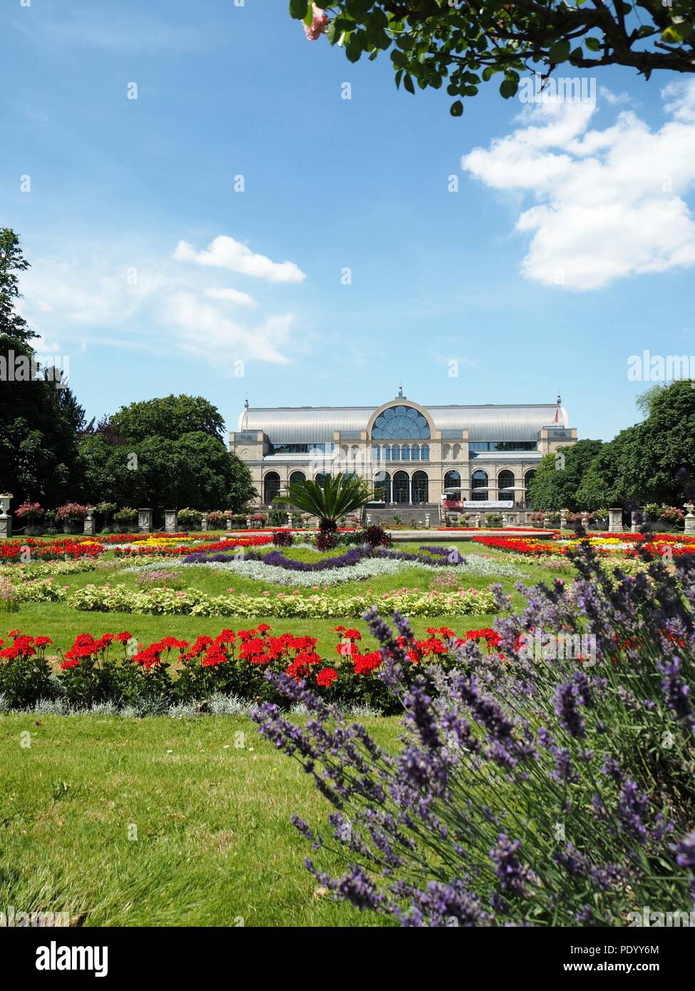 Botanical garden Flora in Cologne on a a sunny summer day with coloured ...