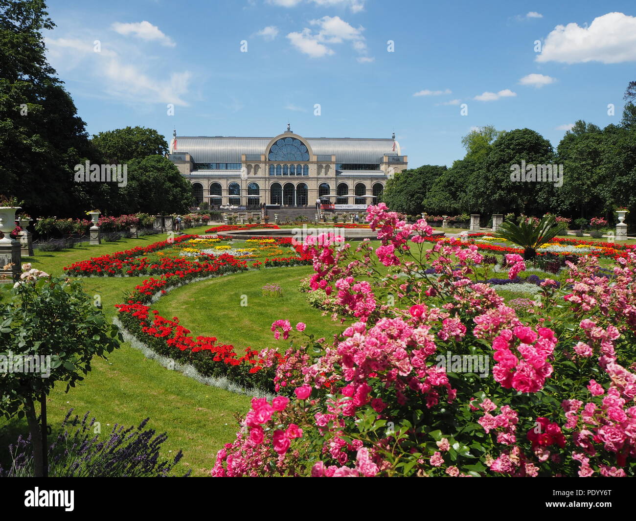Botanical garden Flora in Cologne on a a sunny summer day with coloured ...