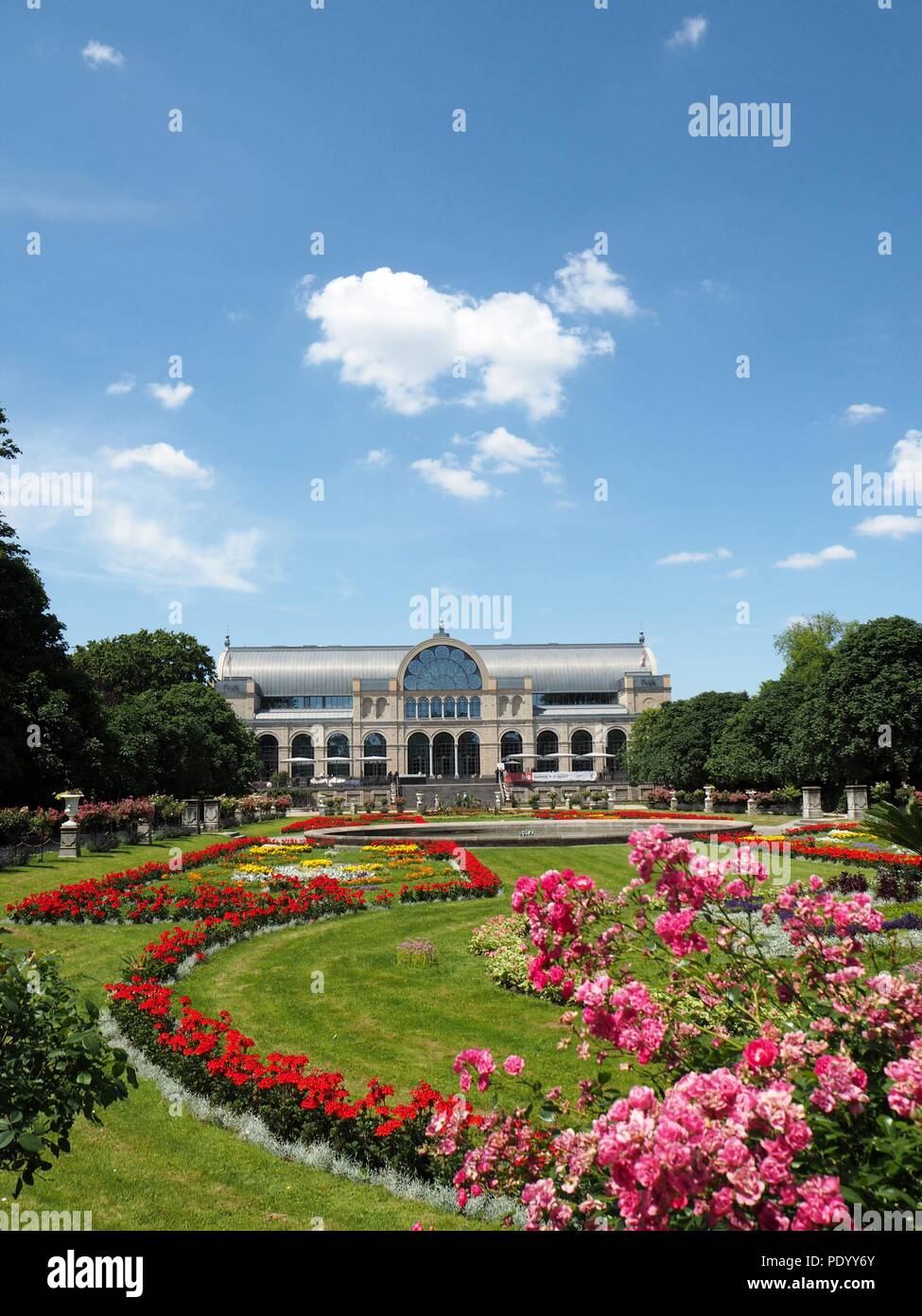 Botanical garden Flora in Cologne on a a sunny summer day with coloured ...