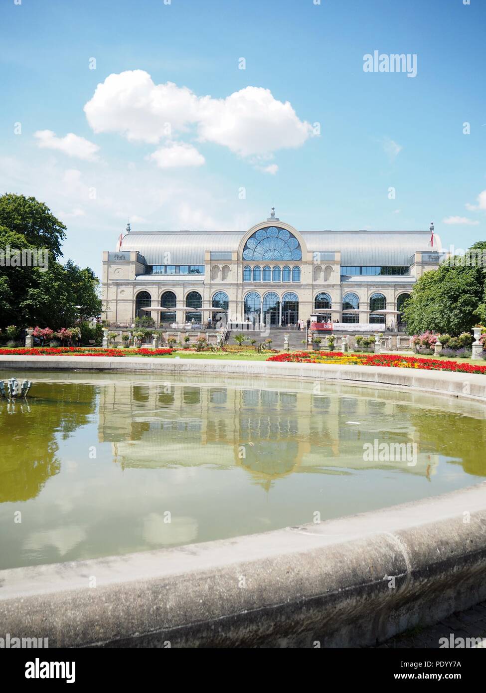 Botanical garden Flora in Cologne on a a sunny summer day with coloured ...