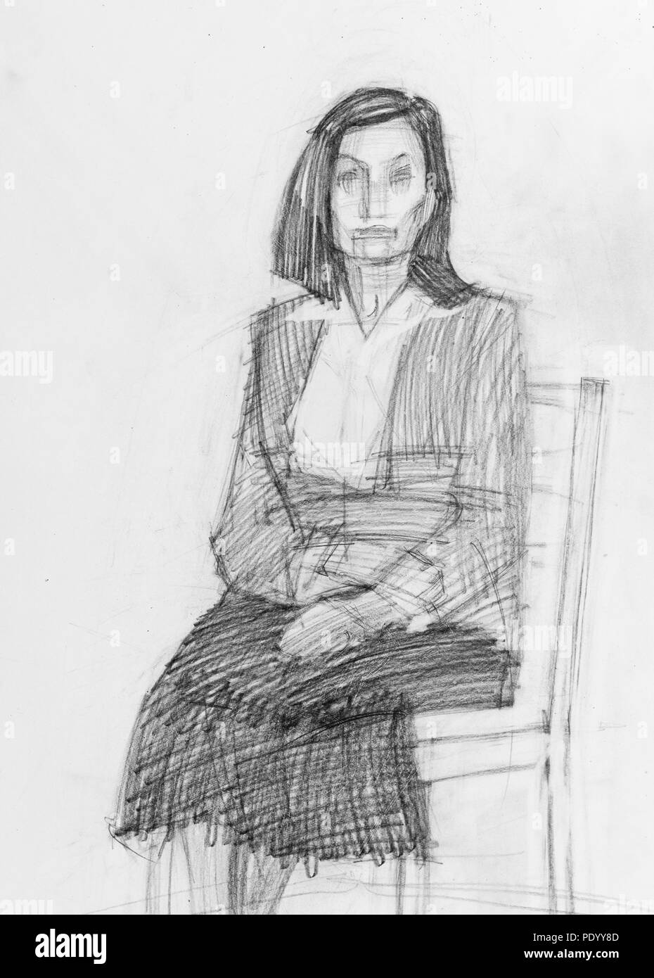 illustration drawing, sketch, portrait Stock Photo - Alamy