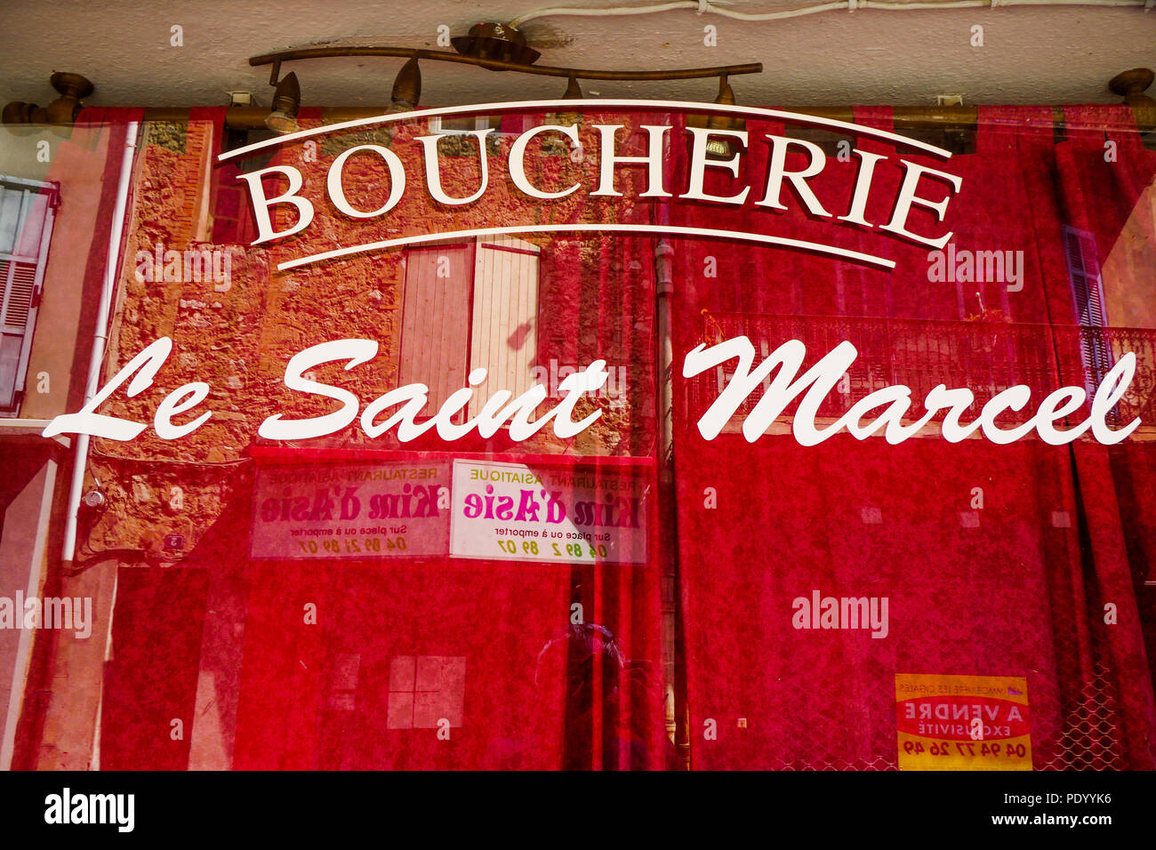 "Le Saint Marcel", Traditional butchery shopwindow, Barjols, Var ...