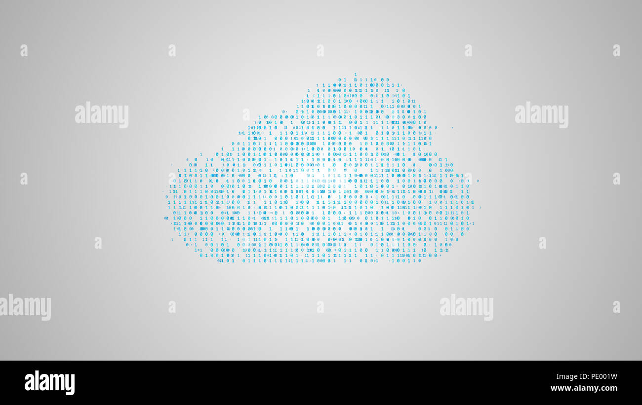 cloud computing illustration, binary code in the form of a cloud symbol ...