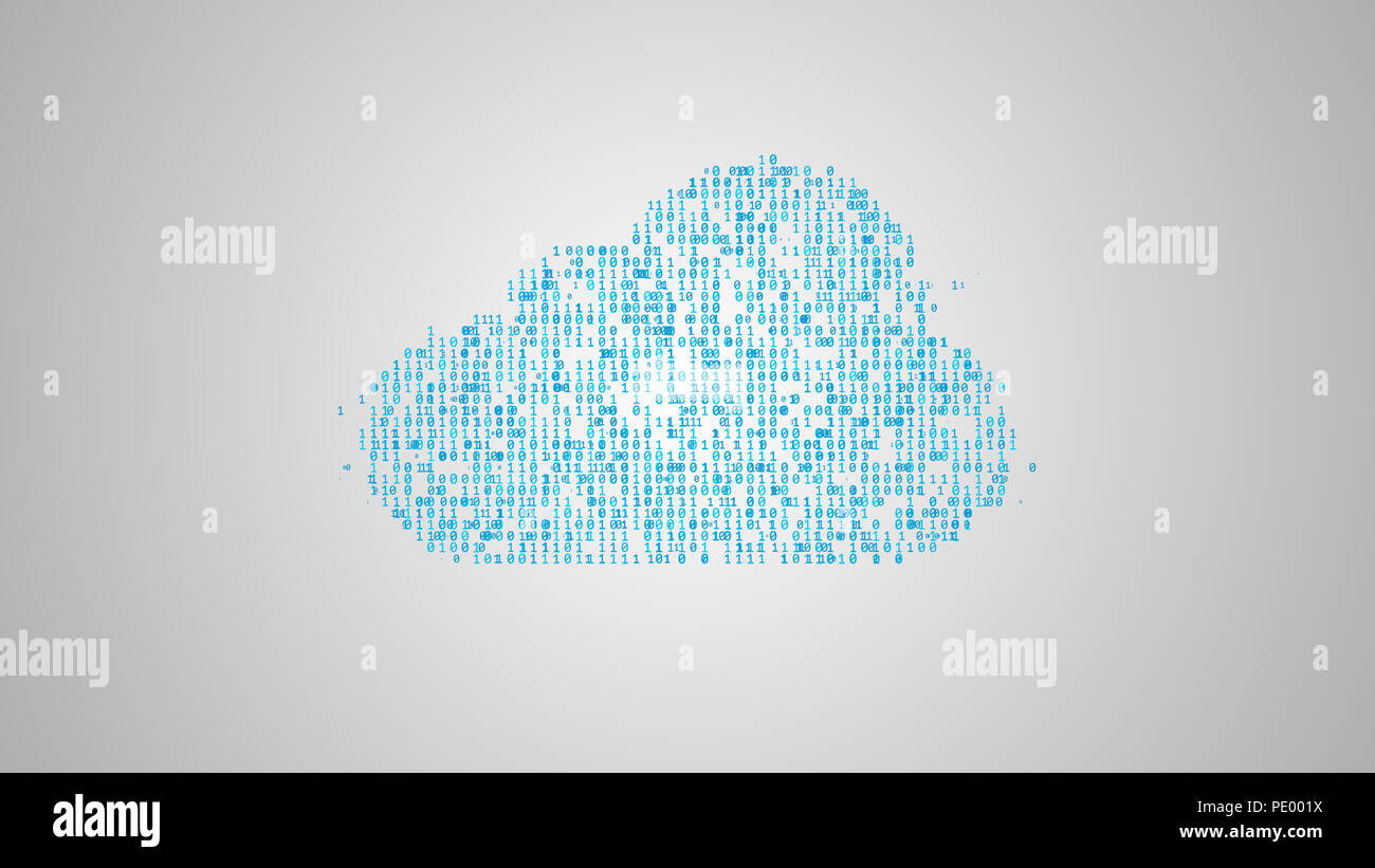 cloud computing illustration, binary code in the form of a cloud symbol ...