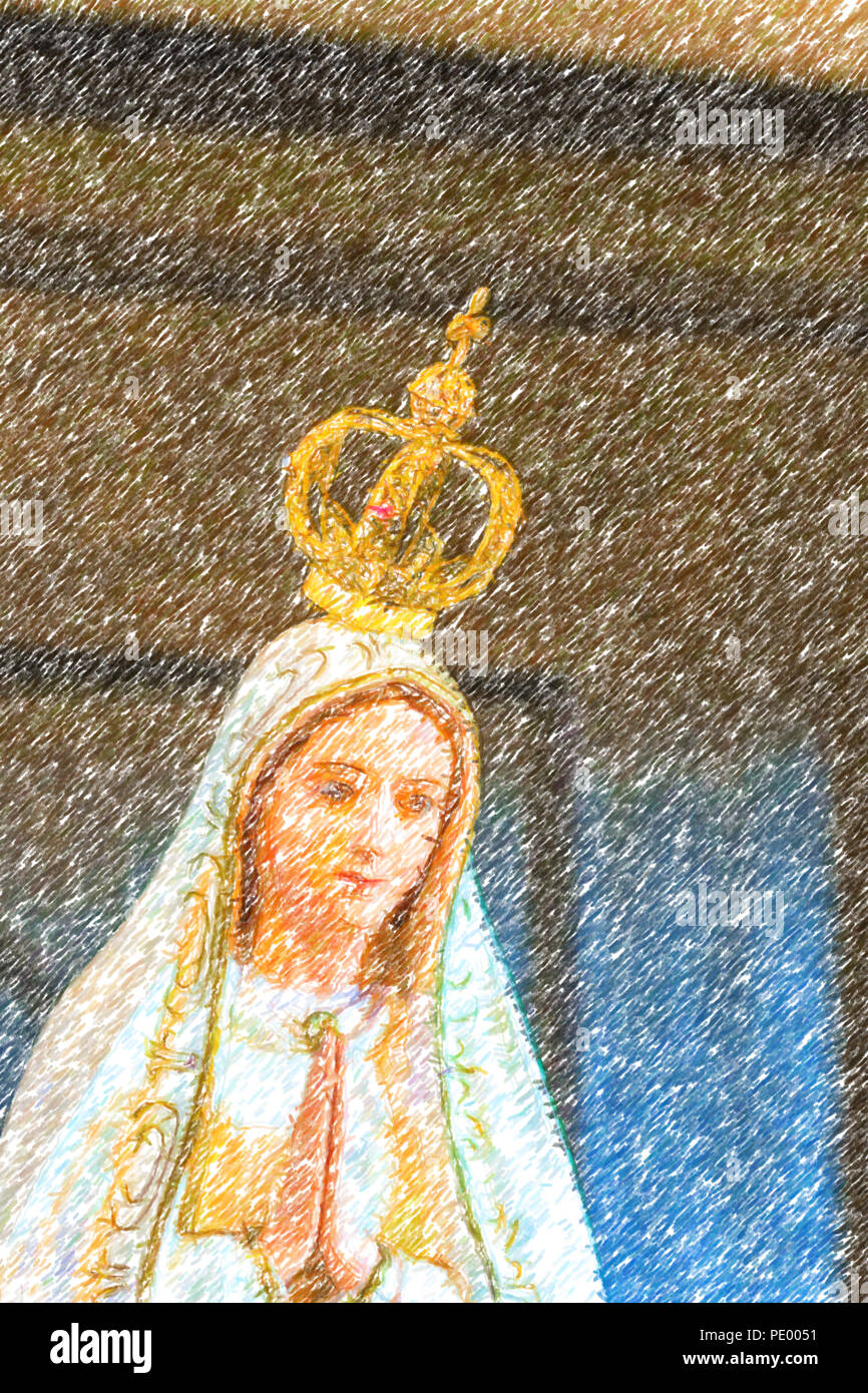 color pencil sketch of Our Lady of Fatima praying Stock Photo - Alamy