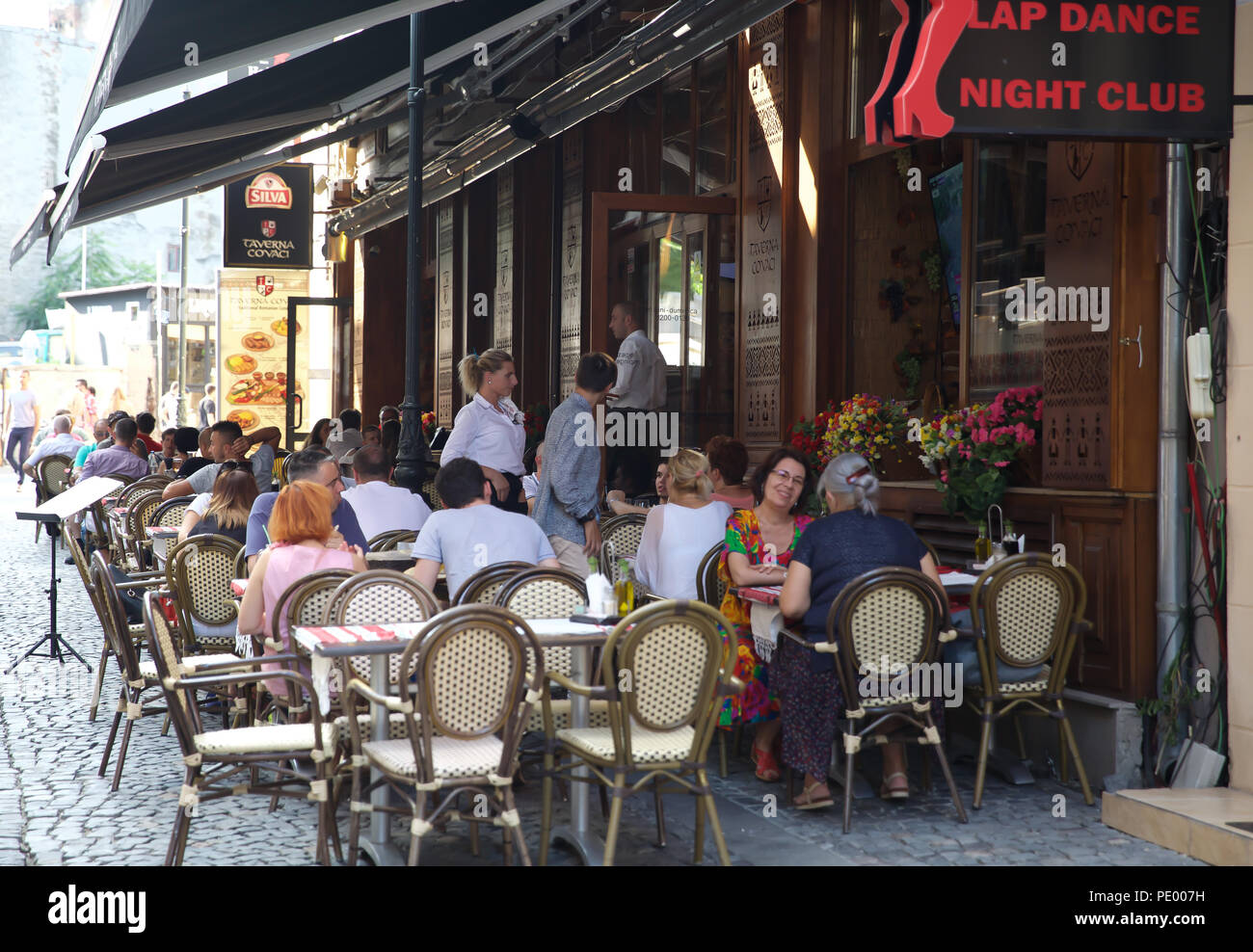 Restaurants in the old town in Bucharest, Romania Stock Photo - Alamy
