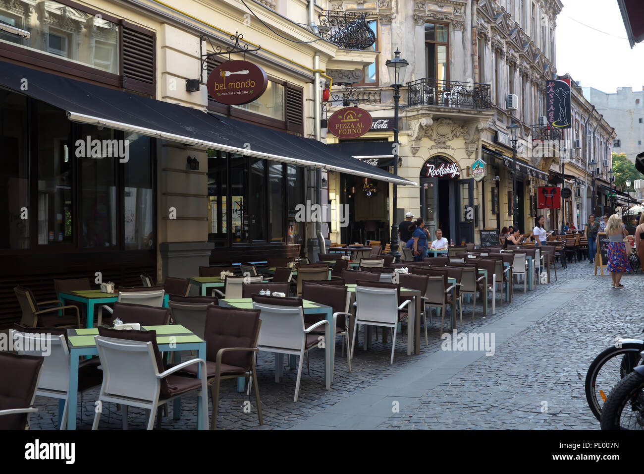 Restaurants in the old town in Bucharest, Romania Stock Photo - Alamy