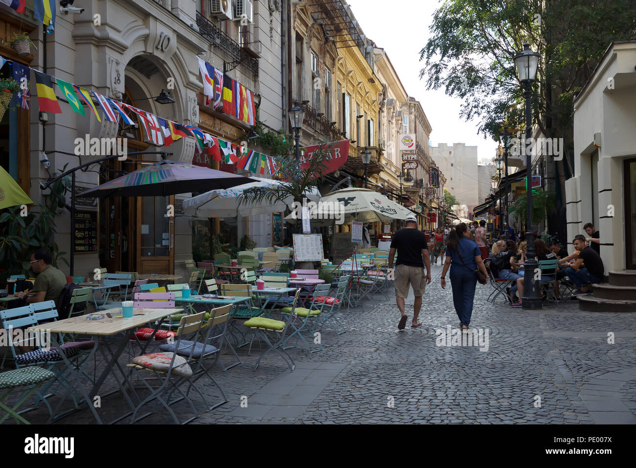 Restaurants in the old town in Bucharest, Romania Stock Photo - Alamy