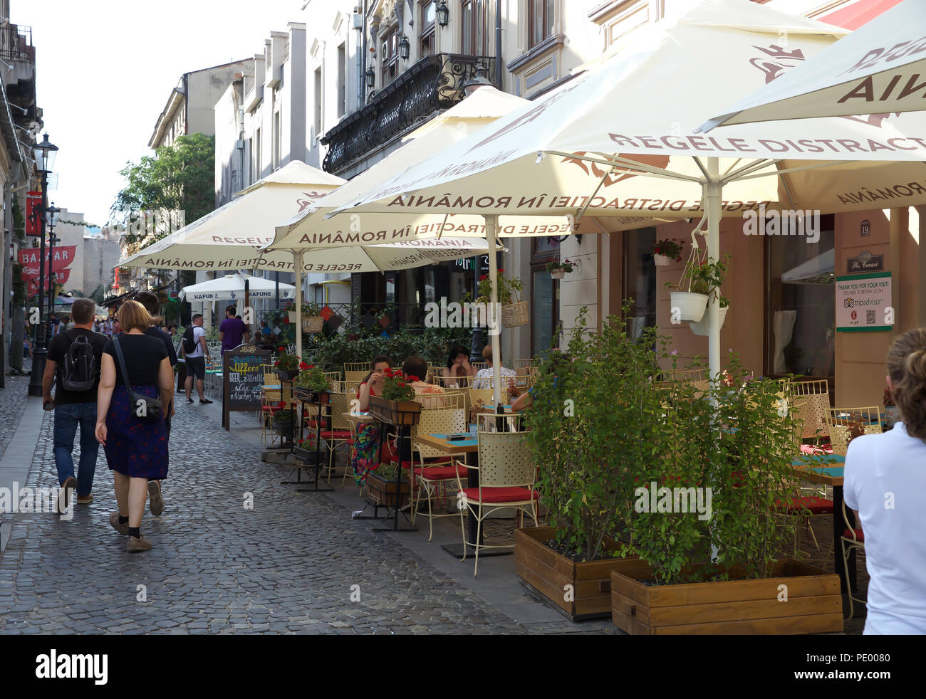 Restaurants in the old town in Bucharest, Romania Stock Photo - Alamy