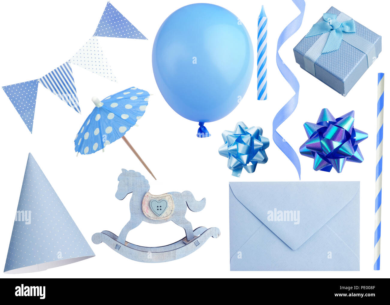 Set of birthday party elements isolated on white background Stock Photo ...