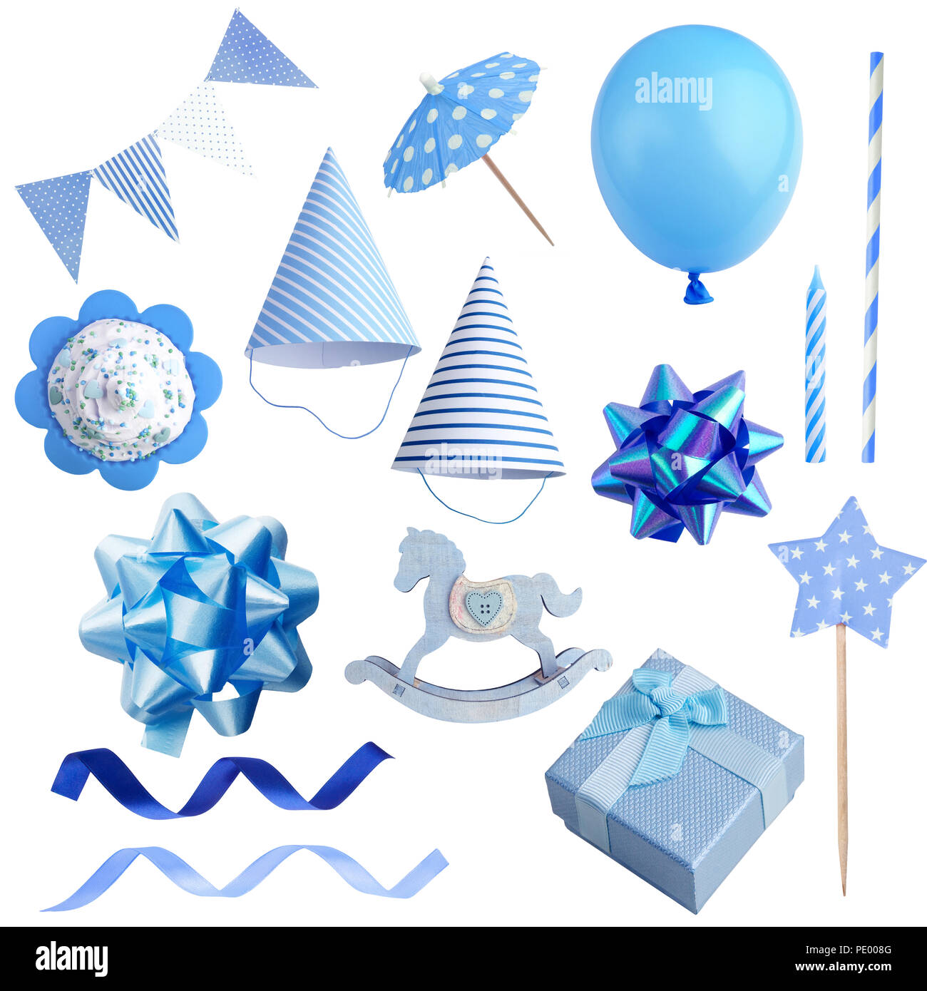 Set of birthday party elements isolated on white background Stock Photo ...