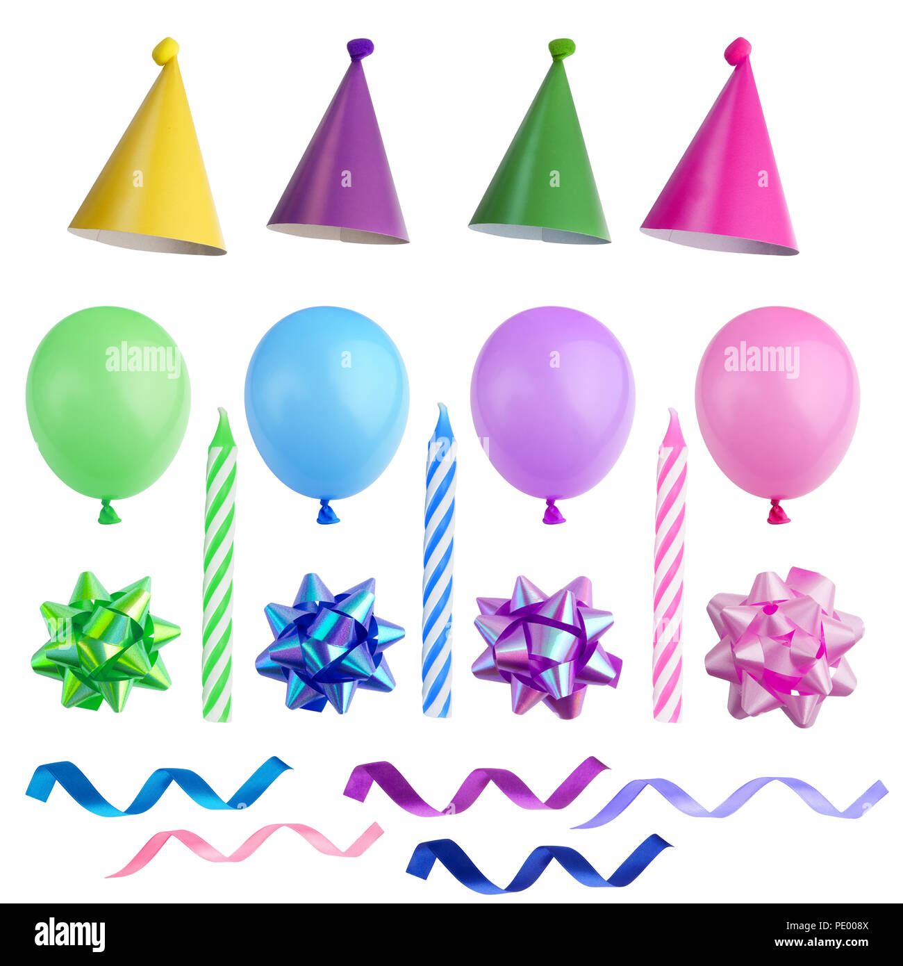 Set of birthday party elements isolated on white background Stock Photo ...