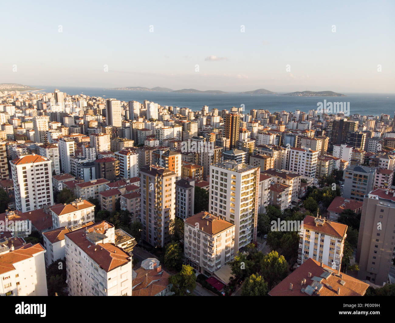 Aerial Drone View of City Apartment Buildings in Goztepe Istanbul ...