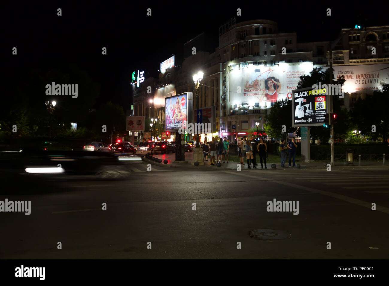 The old town at night in Bucharest, Romania Stock Photo - Alamy