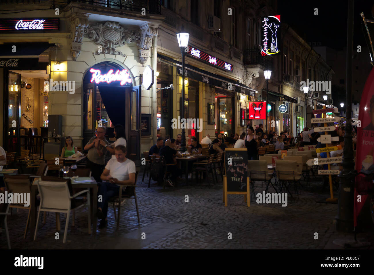The old town at night in Bucharest, Romania Stock Photo - Alamy