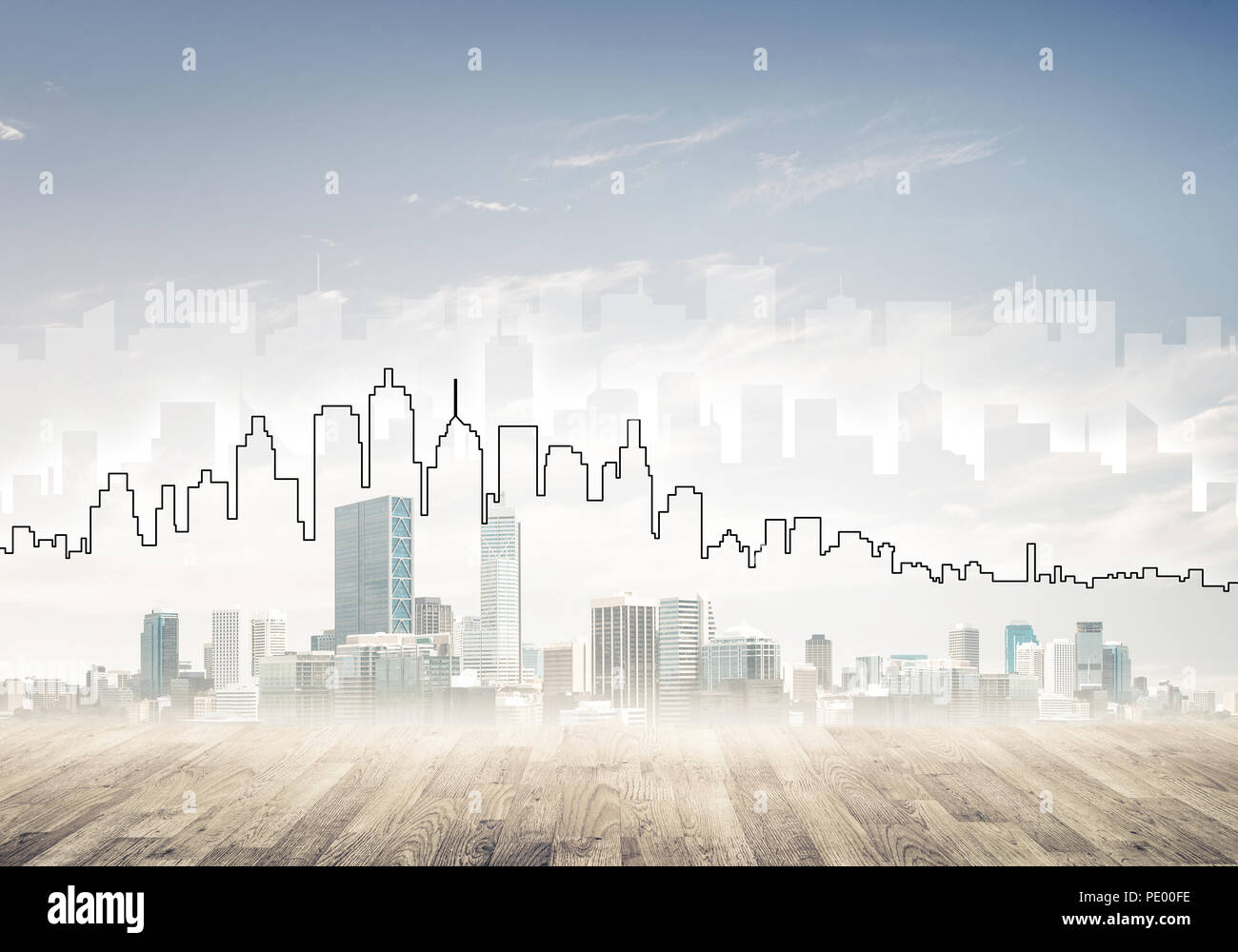 Background image with city center view as modern business life c Stock ...