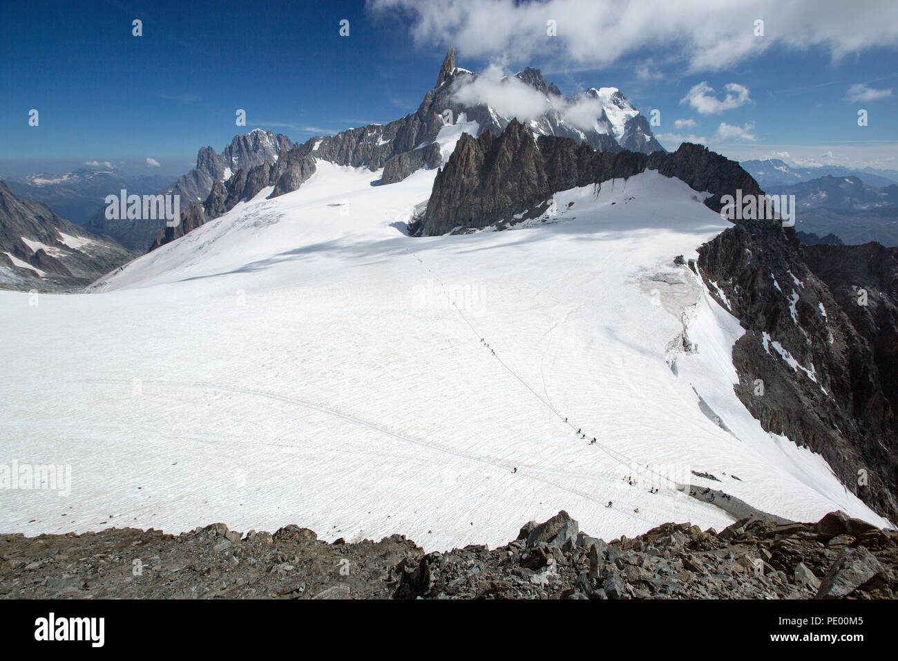 Giant's tooth and the glacier into the Mont Blanc (Monte Bianco) massif ...