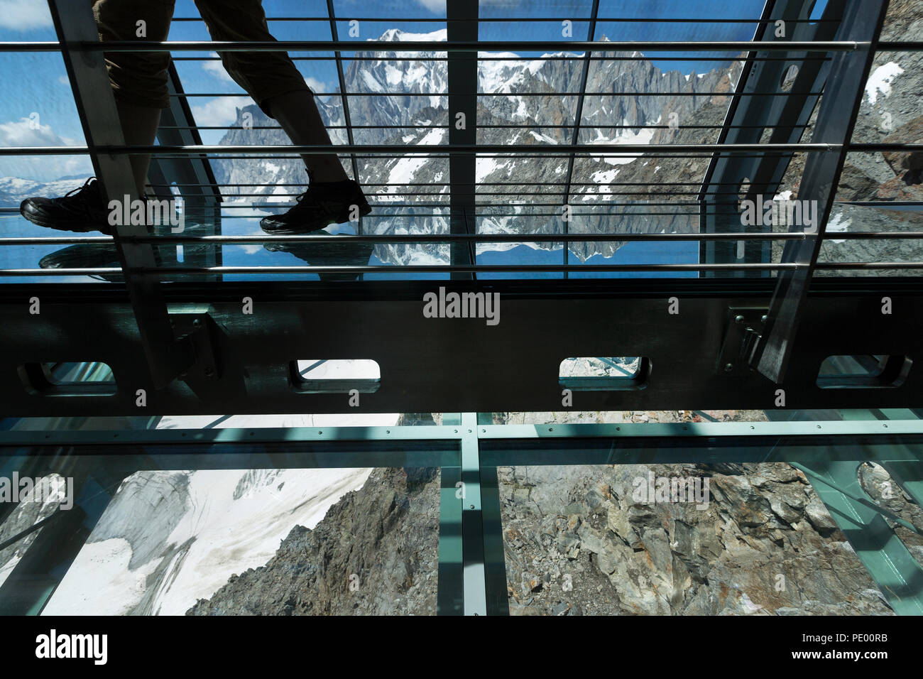 COURMAYEUR, ITALY, AUGUST 2: People enjoying the panoramic window ...