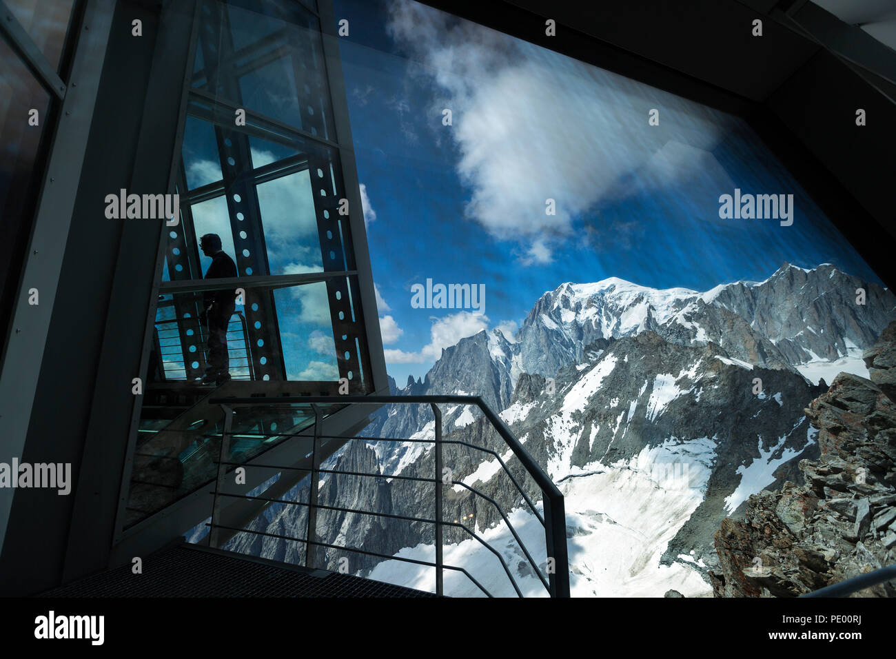 COURMAYEUR, ITALY, AUGUST 2: interior of Punta Helbronner and view of ...