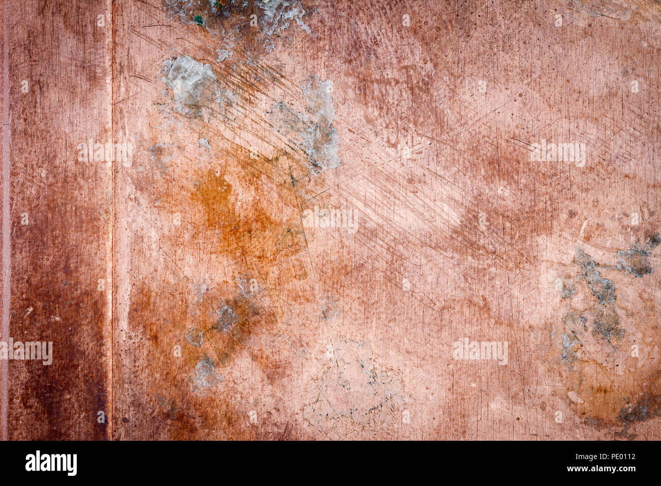 Scratched dirty dusty copper plate texture, old metal background ...