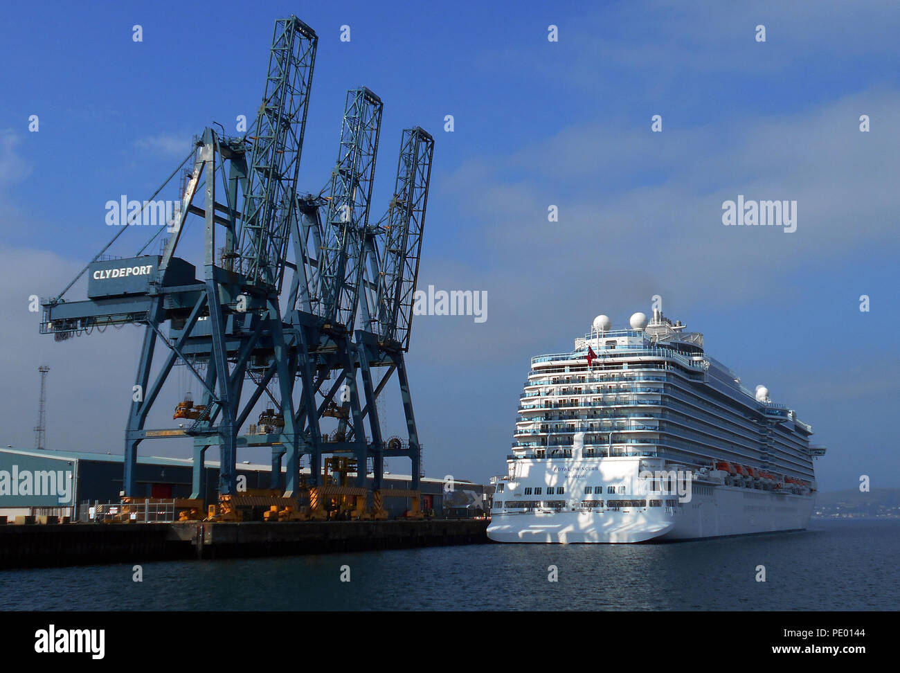 The huge cruise ship, The Royal Princess, moored at the quayside at ...