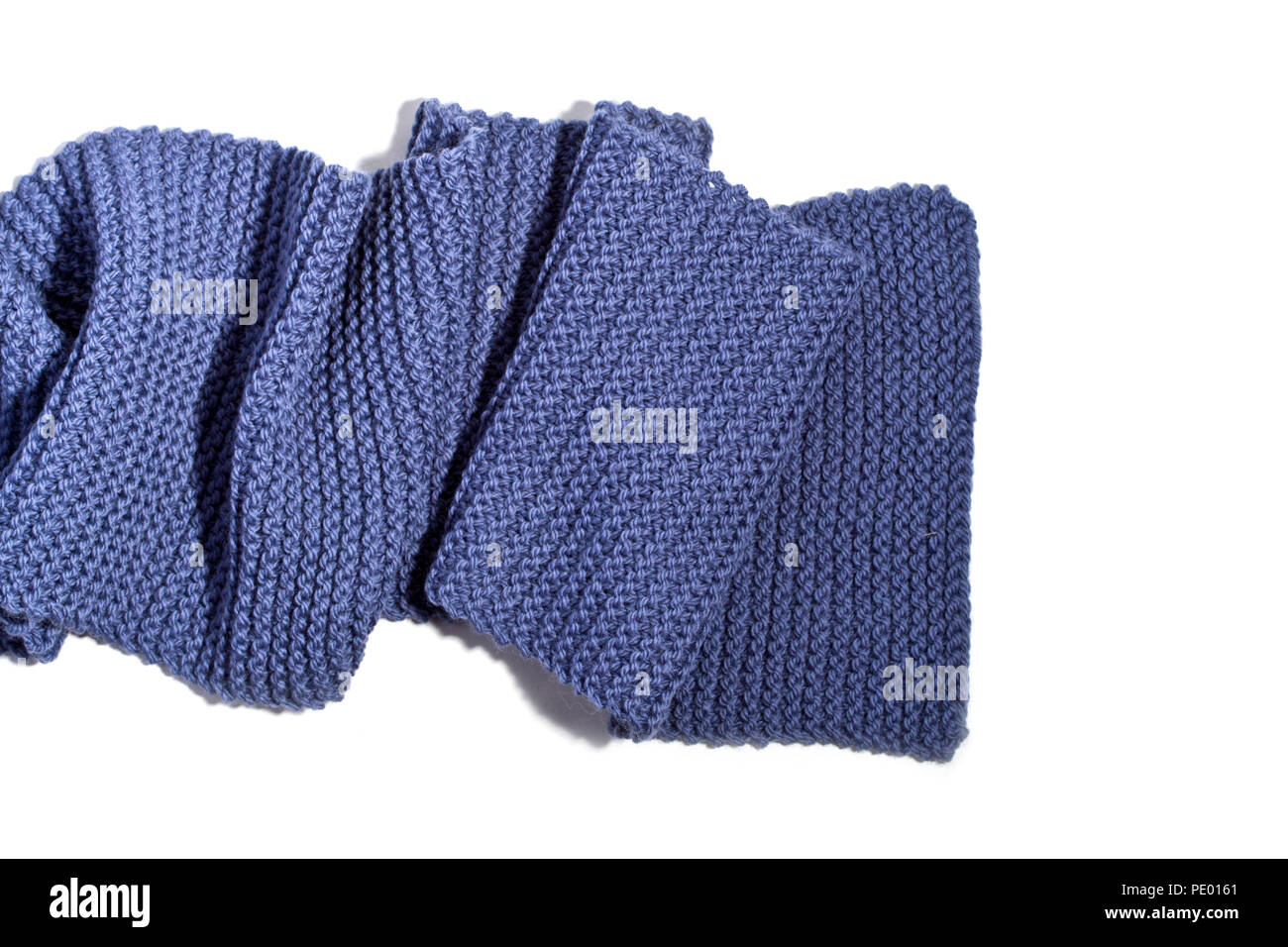 knitted blue scarf isolated on white background Stock Photo - Alamy